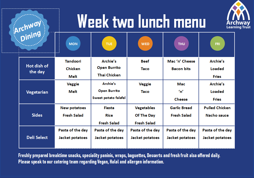 Lunch Menu and Free School Meals - Alvaston Moor Academy